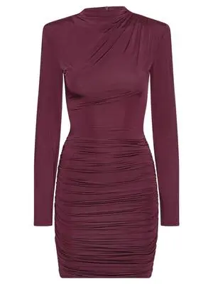 ROTATE BY BIRGER CHRISTENSEN ROTATE Elegant Ruched Mini Dress With Back Zip Rosso