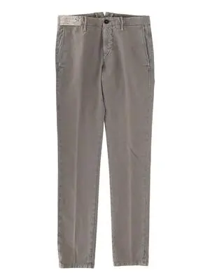 Incotex Tailored Cotton-blend Trousers With Logo Detail - Grey