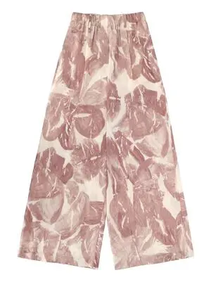 ALYSI Silk Wide-leg Trousers - Powder