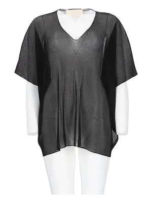 CIRCUS HOTEL Pleated V-neck Mini Sweater - Black