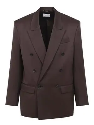 Saint Laurent Double-breasted Silk Jacket - Brown