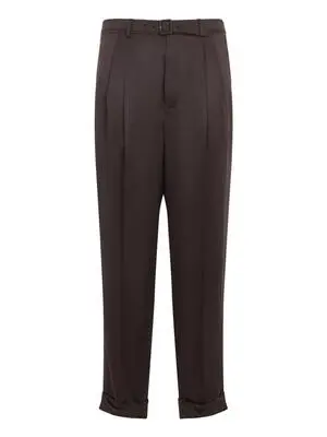 Saint Laurent Silk Straight Leg Trousers - Brown