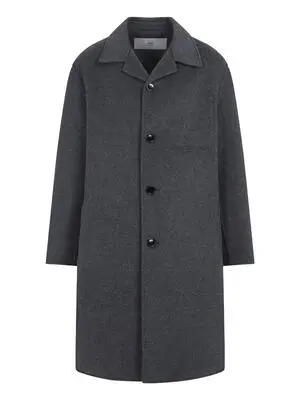 AMI Paris Heart Embroidered Wool Coat - Grey
