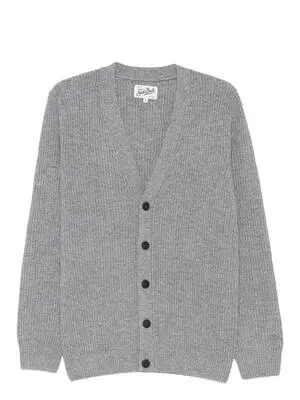 MC2 SAINT BARTH Ribbed Wool Button-front Cardigan - Grey