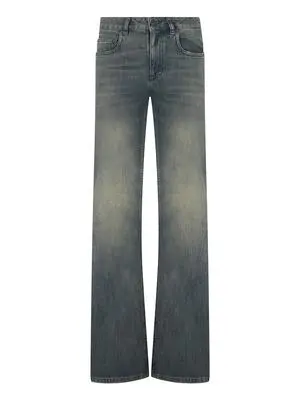 Balenciaga Wide Leg Faded Denim Pants - Blue