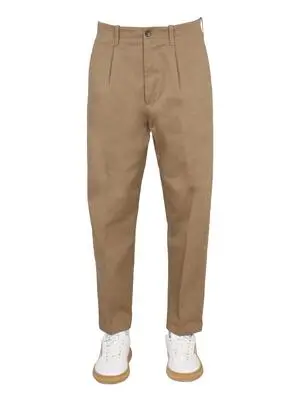 Etro Cotton Twill Pleated Trousers - Beige