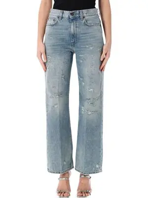 HAIKURE Relaxed Straight-leg Distressed Jeans - Broken Celestial