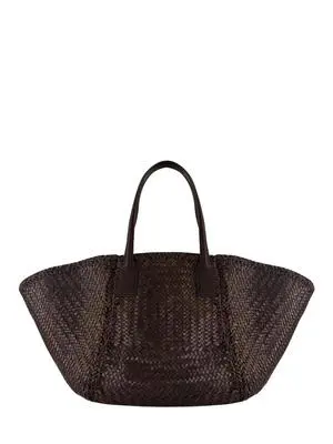 Dragon Diffusion DRAGON DIFFUSION Woven Leather Tote Bag With Fixed Handles Marrone