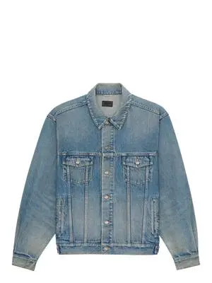 Saint Laurent Classic Denim Jacket With Pointed Collar - Blue