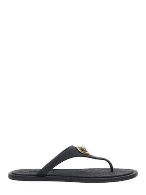 Versace Rubber Medusa Hardware Thong Sandals - Black