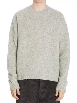 AMI Paris Ribbed Crew Neck Sweater - Grey