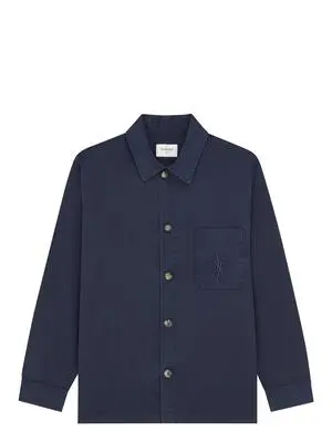Saint Laurent Cotton Lined Button-up Jacket - Blu