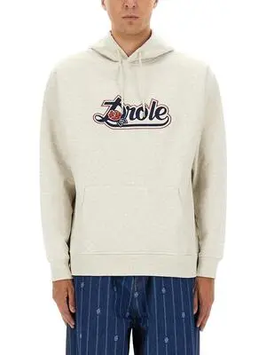 Drole De Monsieur Graphic Cotton Hoodie - Grey