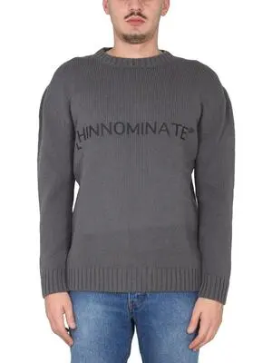 HINNOMINATE Ribbed Knit Sweater With Logo Print - Grey