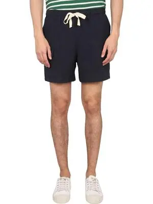 Howlin' Textured Bermuda Shorts With Elastic Waistband - Blue