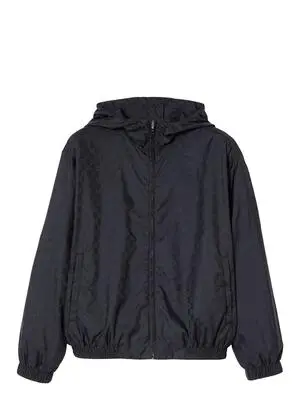 Gucci Packable Gg Nylon Jacket With Fixed Hood - Blu