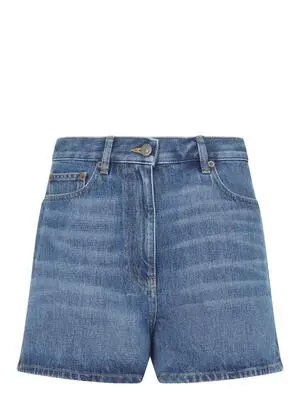 Valentino Garavani Logo Patch Denim Shorts - Blue