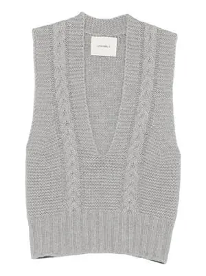 LISA YANG LISA YANG V-Neck Ribbed Hem Cashmere Vest