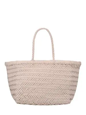 Dragon Diffusion Woven Leather Tote Bag - Beige