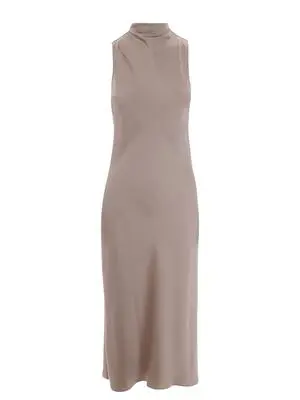 Patrizia Pepe Black Midi Dress With Ruched Detailing - Cloud Gray