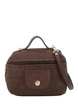 Longchamp LONGCHAMP Mini Woven Top Handle Crossbody Bag Brown
