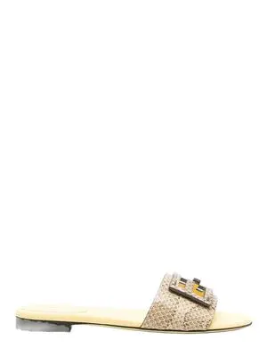 Fendi Embossed Sandals - Paleyellow