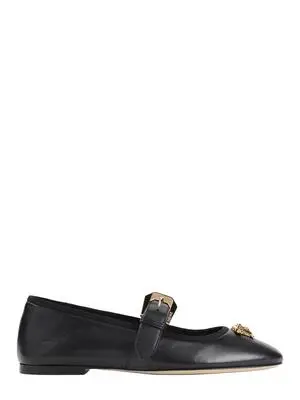 Versace Lamb Leather Ballerinas With Medusa Charm - Black