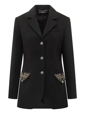 VERSACE Versace Double-Breasted Wool Blazer With Embellished Pockets
