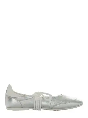 Patrizia Pepe Lamb Leather Ballet Flats With Tie Fastening - Silver