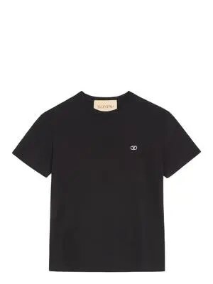 Valentino Garavani Classic Embroidered Regular Fit T-shirt Size - Nero