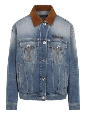 Versace Denim Stone Wash Blouson - Blue