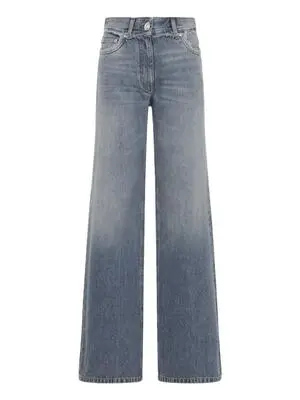 Versace Raw Cut Wide Leg Jeans - Blue