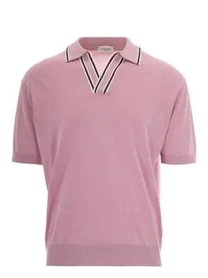 PAOLO PECORA Short-sleeve Knit Polo Shirt - Rosa