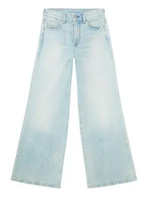 DIESEL® Wide Leg Jeans With Front Button And Zip Fastening - Azzurro
