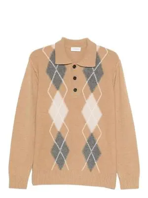 PAOLO PECORA MILANO Argyle Wool Knit Polo Sweater - Multicolour