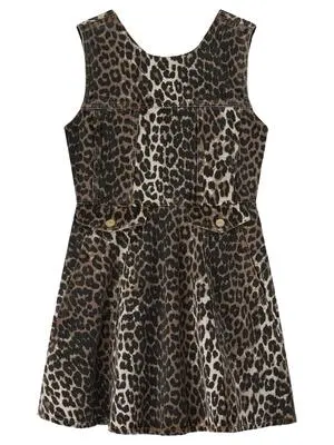 GANNI GANNI Sleeveless Leopard Print Denim Dress
