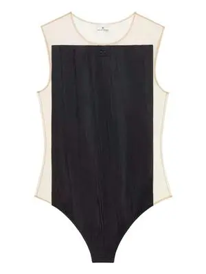 COURREGES Illusion Crinkled-satin Bodysuit - Black