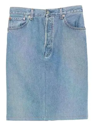 BLESS Front Slit Denim Skirt - Blue
