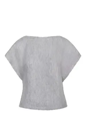 TWP Cap Sleeve Boatneck Top - Grey