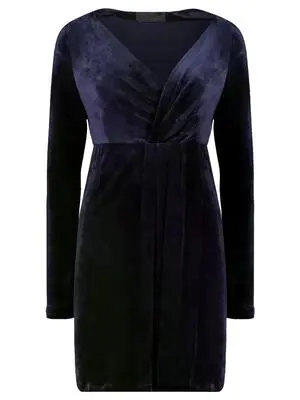Alberta Ferretti V-neck Long-sleeve Mini Dress - Blue
