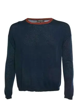 Loro Piana Perforated-knit Crew-neck Sweater - Blue