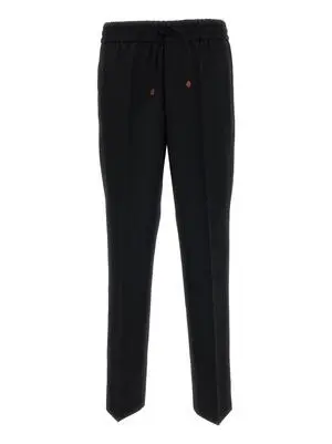 Drole De Monsieur Wool-blend Drawstring Trousers - Nero