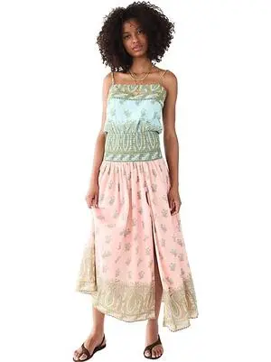BOTEH BOTEH Lucent Drop-Waist Midi Dress With Paisley Print