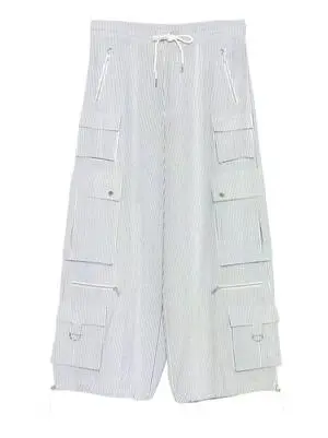 Cynthia Rowley Millie Seersucker Cargo Pants - Blue