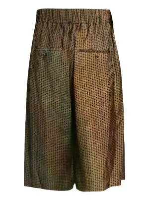 UMA WANG Geometric Print Pleated Shorts - Brown