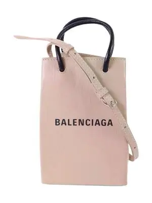 Balenciaga Logo-print Leather Phone Holder Bag - Neutrals
