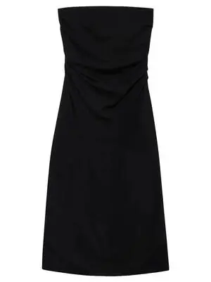 ANINE BING Tyla Strapless Gathered Midi Dress - Black