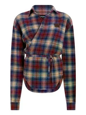 Dsquared2 Checked Wool Flannel Wrap Shirt - Red