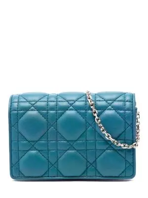 Dior Lambskin Cannage Waist Pouch On Chain - Blue