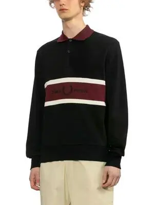 Fred Perry Logo-embroidered Panelled Polo Shirt - Black
